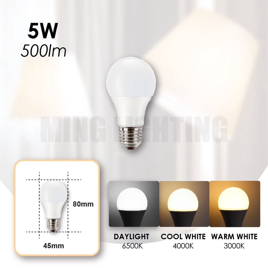 (Sirim) LED Mentol E27 5W 7W 9W 12W Bulb Lampu Energy Saving Table Lamp Ceiling Down Light Meja ...