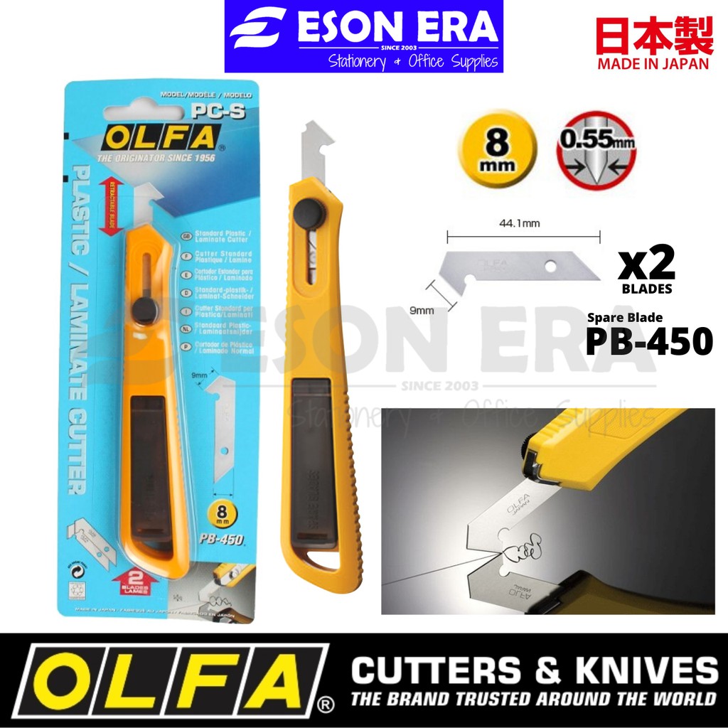 Olfa PC-S Standard Plastic / Laminate / Acrylic Cutter Made in Japan Knife Pisau (Blades Olfa PB ...