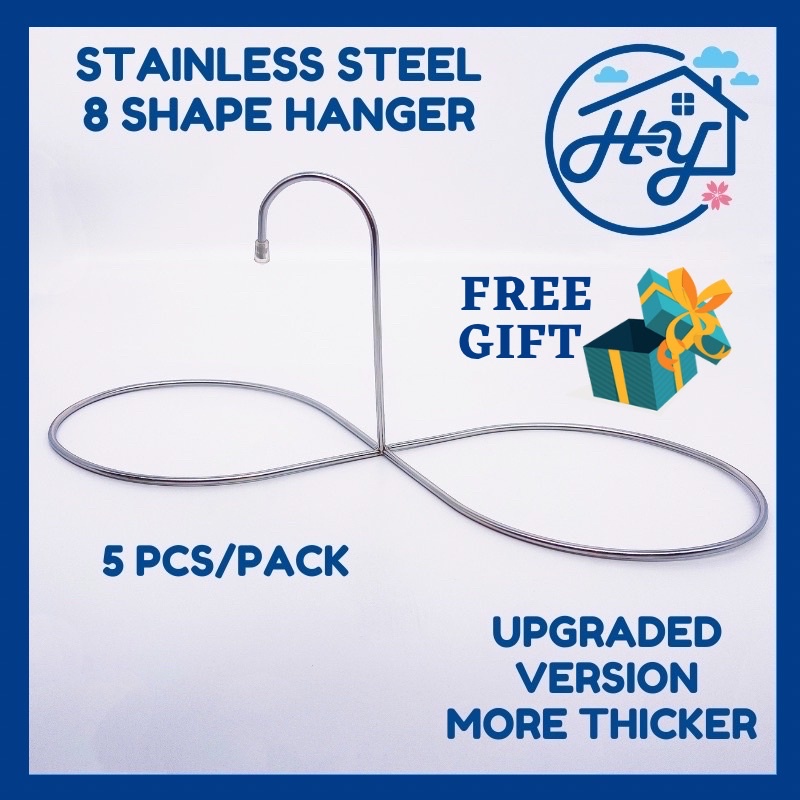 8 Shape Stainless Steel Hanger UPGRADED THICKER 8字形不锈钢衣架 | Shopee Malaysia