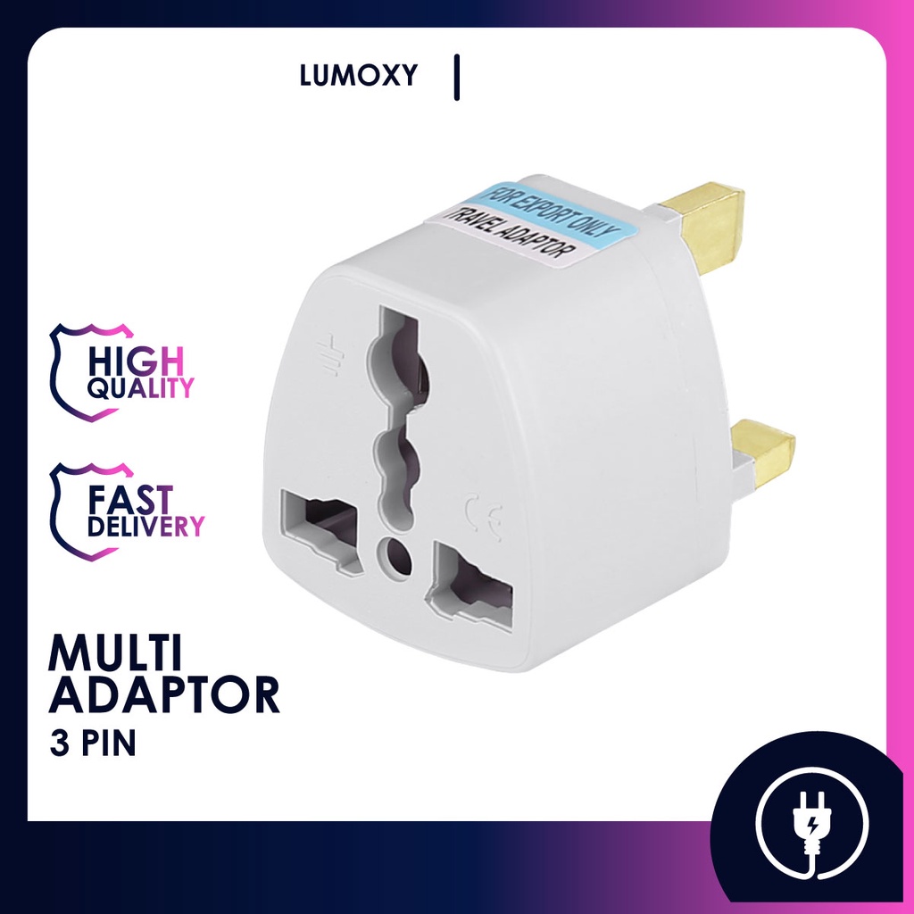 LMY_ Multi Adapter 13A 3 Pin UK Plug Universal Adaptor Neon Light ...