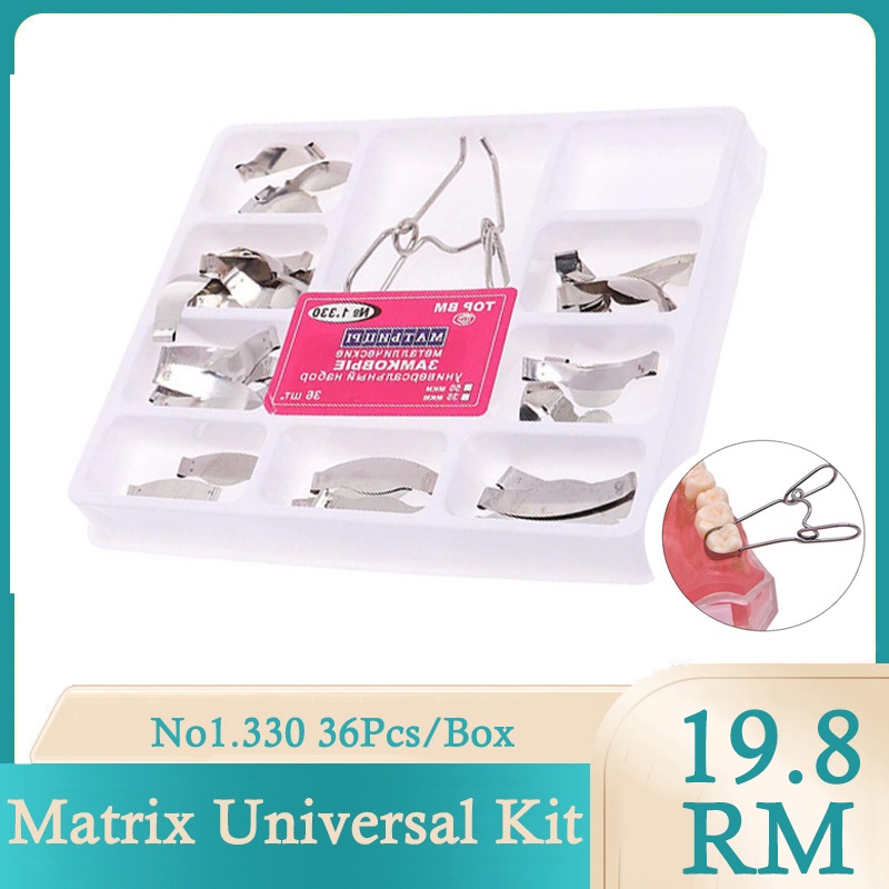 Dental Saddle Contoured Metal Matrices Matrix Universal Kit with Spring ...
