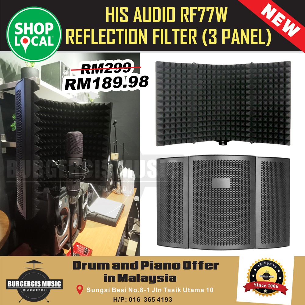 His Audio rf77w & rf7f reflection filter mic screen,isolation shield ...