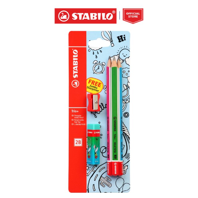 Graphite Pencil - STABILO Trio+ Jumbo 2B Writing Pencil 3pcs Free ...