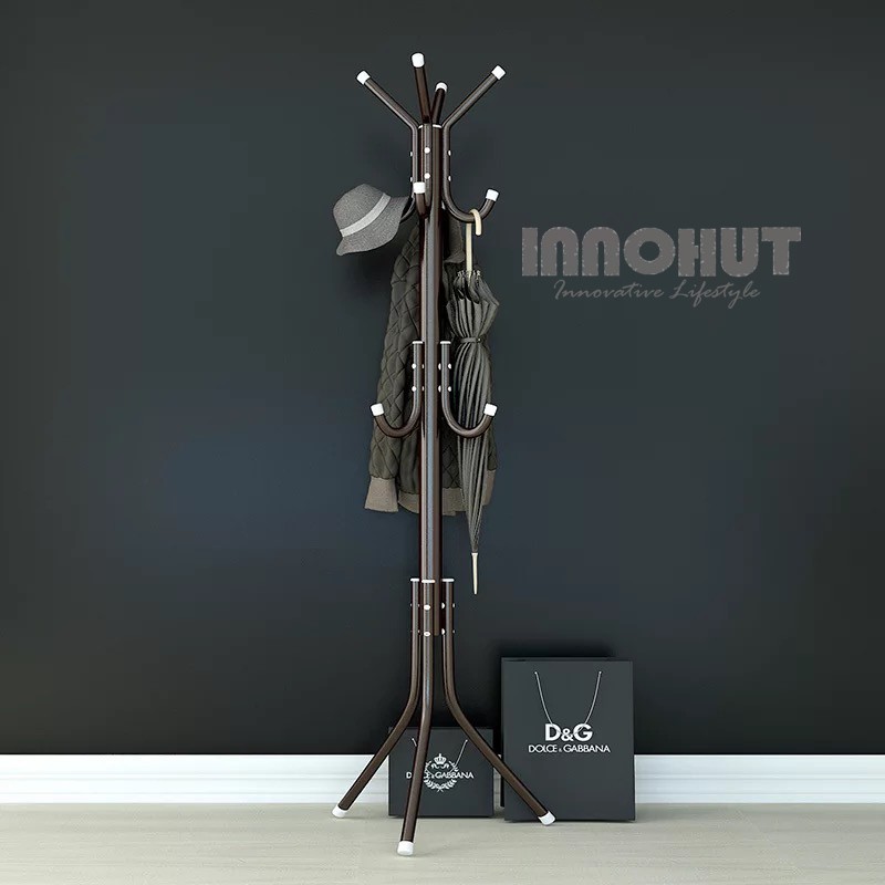 12 Hooks Coat Hanger Hanging Rack Black | White | Red Rak Penggantung ...