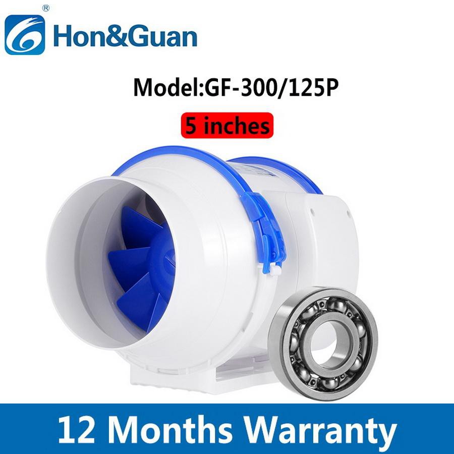Hon&Guan 4 5 6 8 inches GF series Home Silent Inline Duct Fan Strong ...