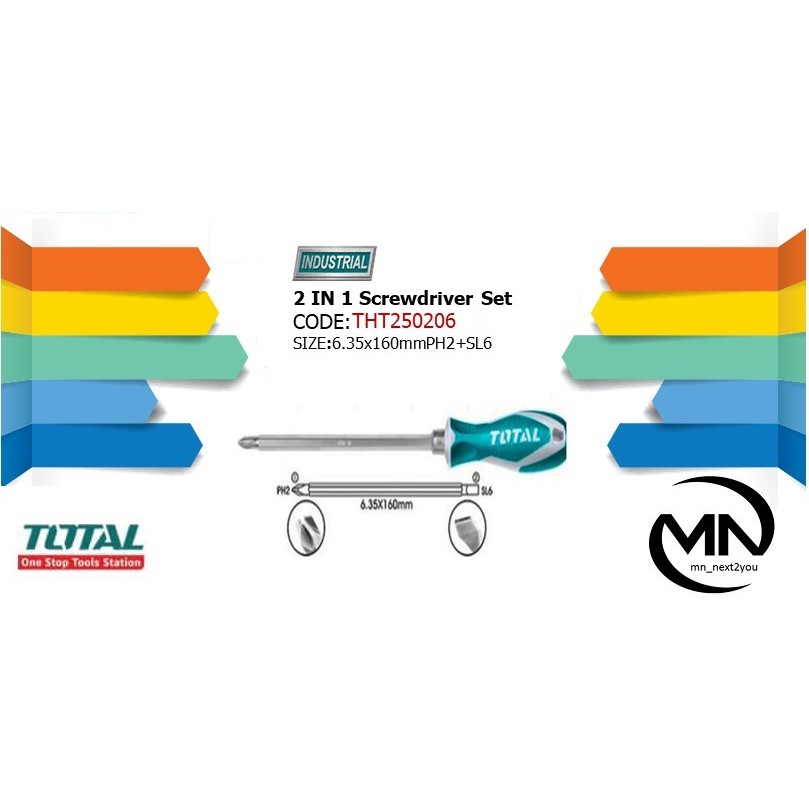 TOTAL THT250206 2 in 1 Screwdriver Set | Shopee Malaysia