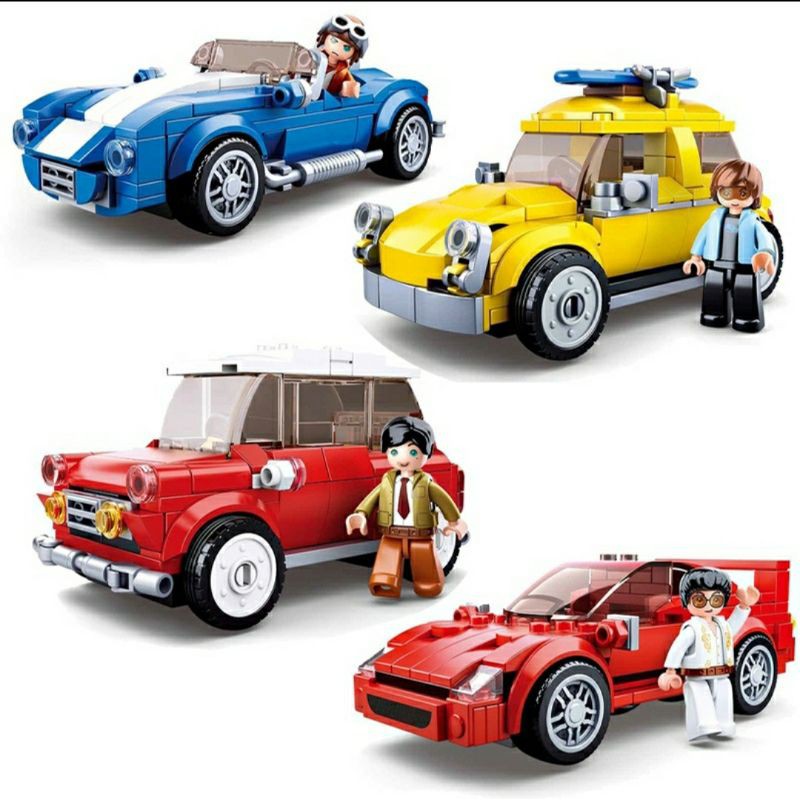 [Ready Stock] Sluban 0706 Retro Car Ferrari Beetle MINI Cobra Car ...