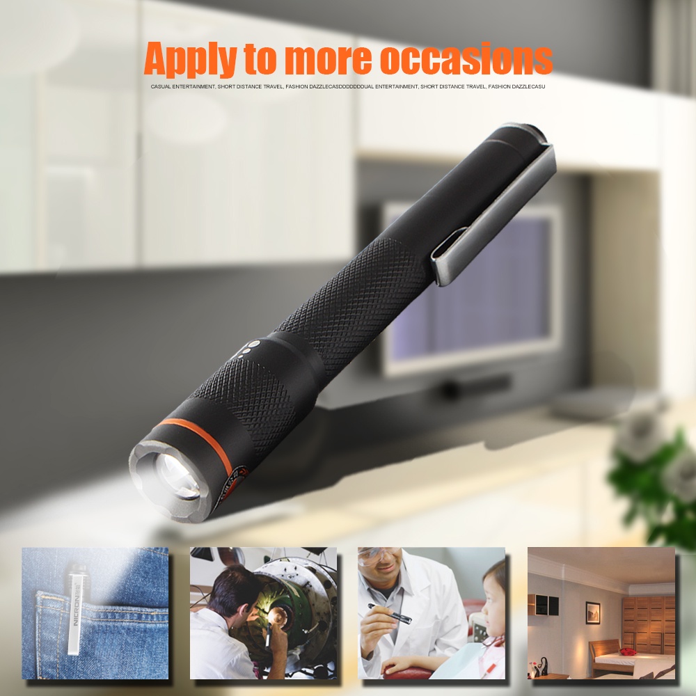 NICRON 2xAAA Color Match Pen Flashlight 120LM Beam Distance Waterproof ...
