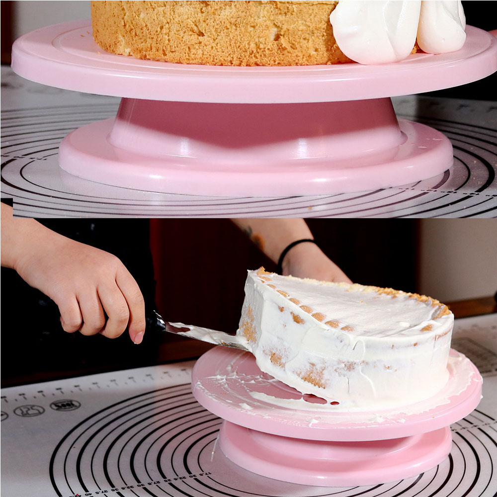 New Plastic Cake Plate Turntable Rotating Anti-skid Round Cake Stand ...