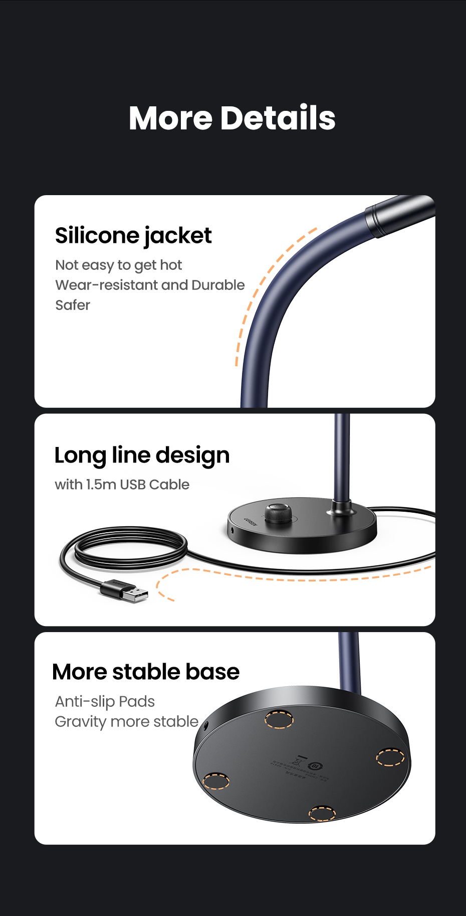 UGREEN USB Desktop Microphone Computer Desktop 60dB Noise Reduction ...