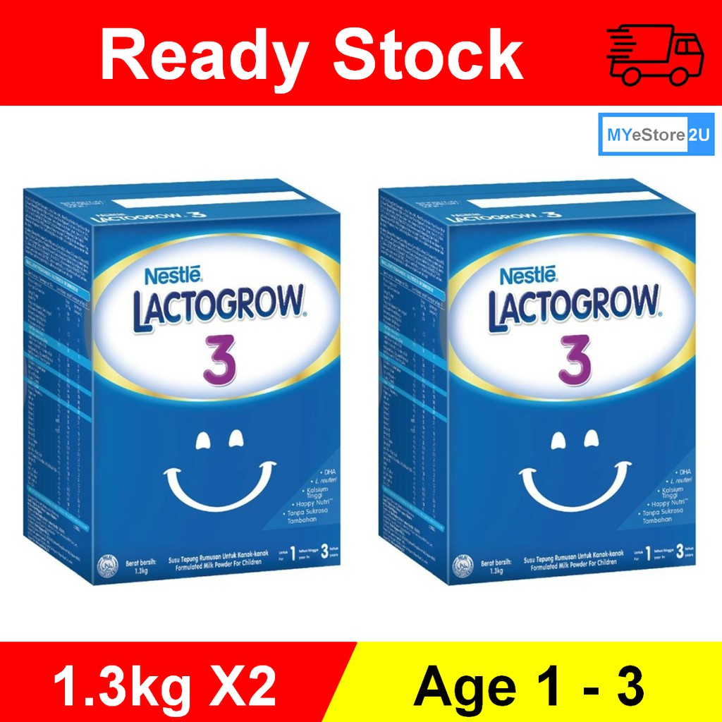 NESTLE Lactogrow 3 (1.3kg X2) Milk Powder. Susu Tepung | Shopee Malaysia