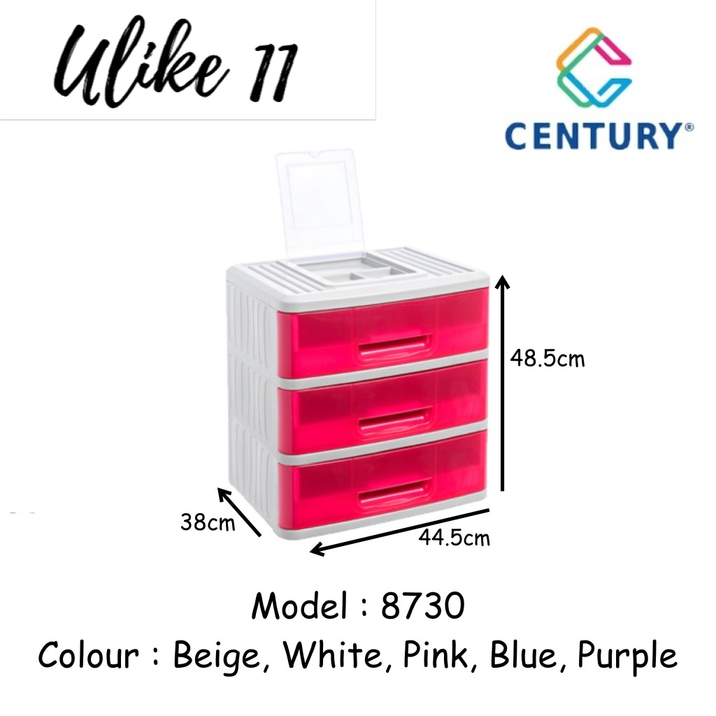 Century 3 Tier Plastic Drawer / Plastic Cabinet / Storage Cabinet ...
