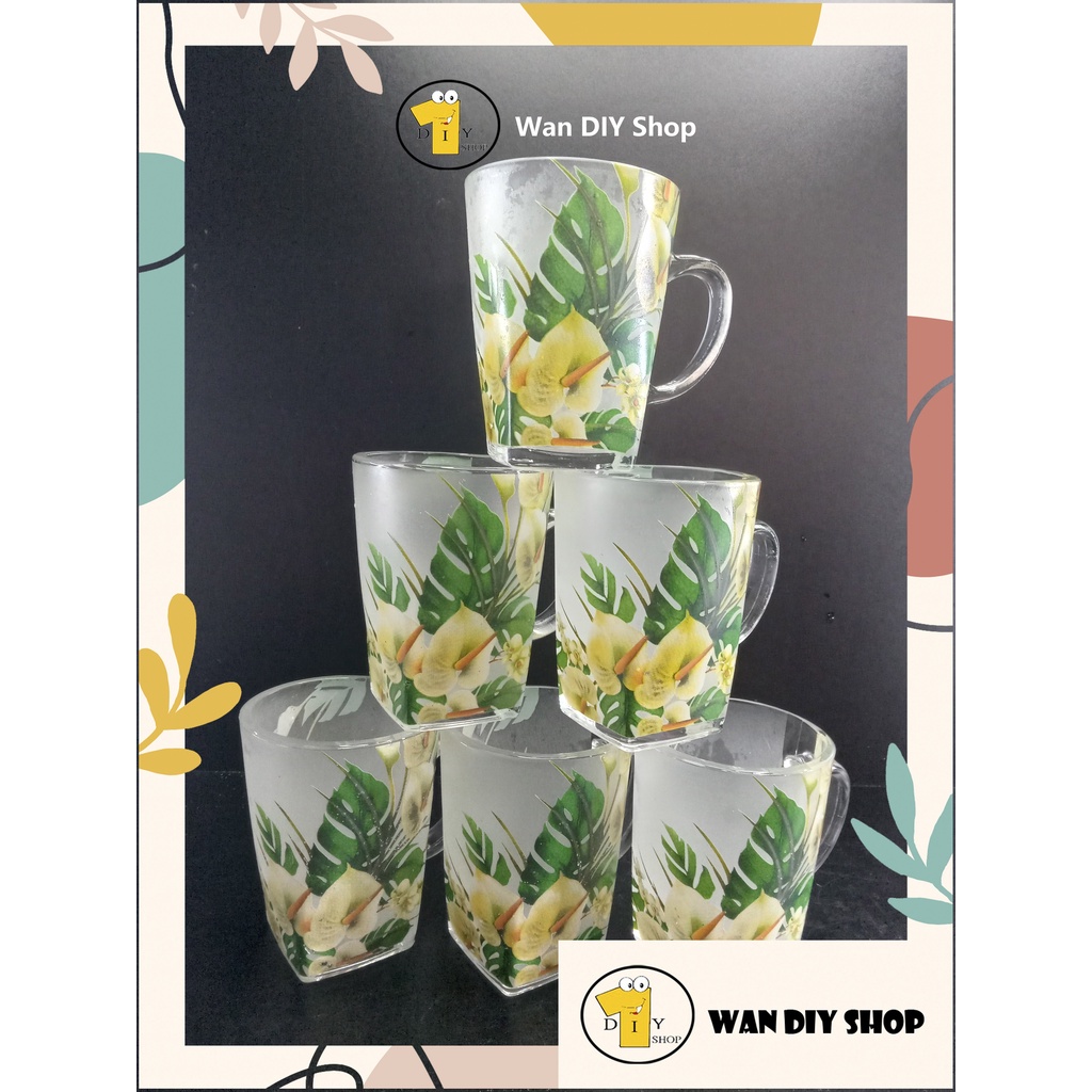 [READY STOCK] 6PCS OLD SCHOOL STYLE TRANSPERANT FLOWER CUP /CAWAN BUNGA ...