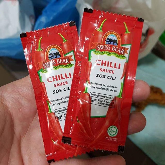 (Ready Stock) 💥 Cili Sos Sachet Swiss Bear, 9 gram, Sauce Chili, travel ...