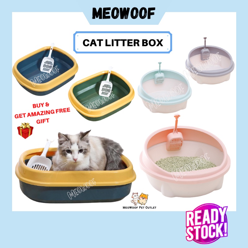MEOWOOF Cat Litter Box Tandas Kucing Tempat Berak Kucing Bekas Pasir ...