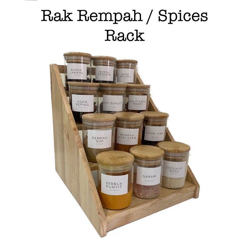 Rak Rempah Kayu Tangga Rempah Spice Rack Spice Stage Wood Rack Spice ...