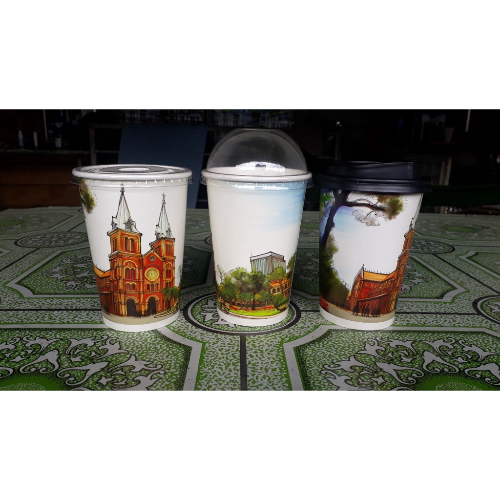 Set of 100 480ml paper cups of Notre Dame Cathedral model | Shopee Malaysia