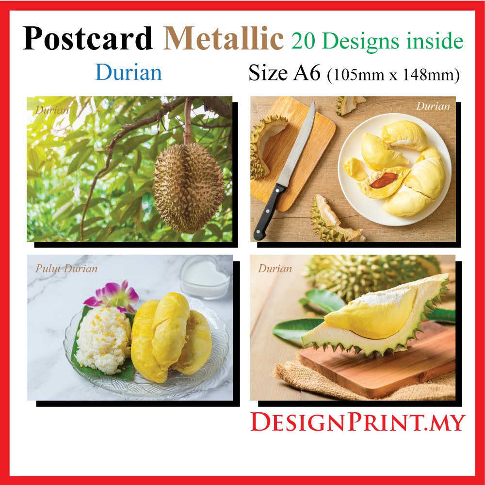 Postcard Durian printed on Metallic Card, with shiny glittering effect ...