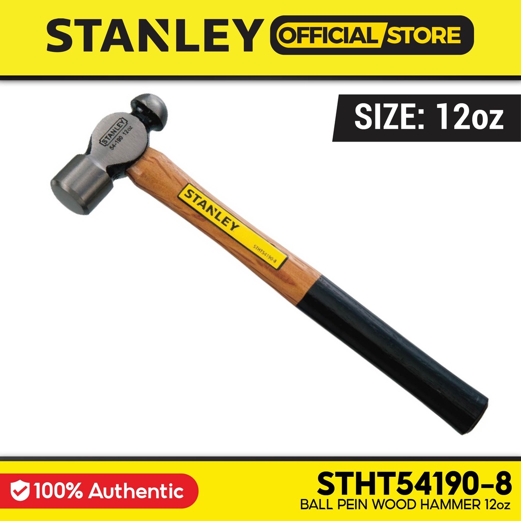 STANLEY STHT54190-8 WOOD HANDLE BALL PEIN HAMMER 12OZ | Shopee Malaysia