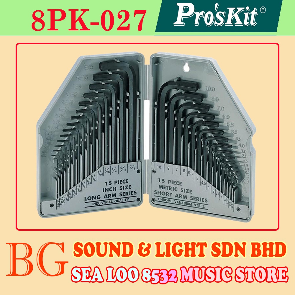 PRO'SKIT 8PK-027 / 8PK027 30 PCS METRIC & AMP INCH COMBINATION HEX KEY ...