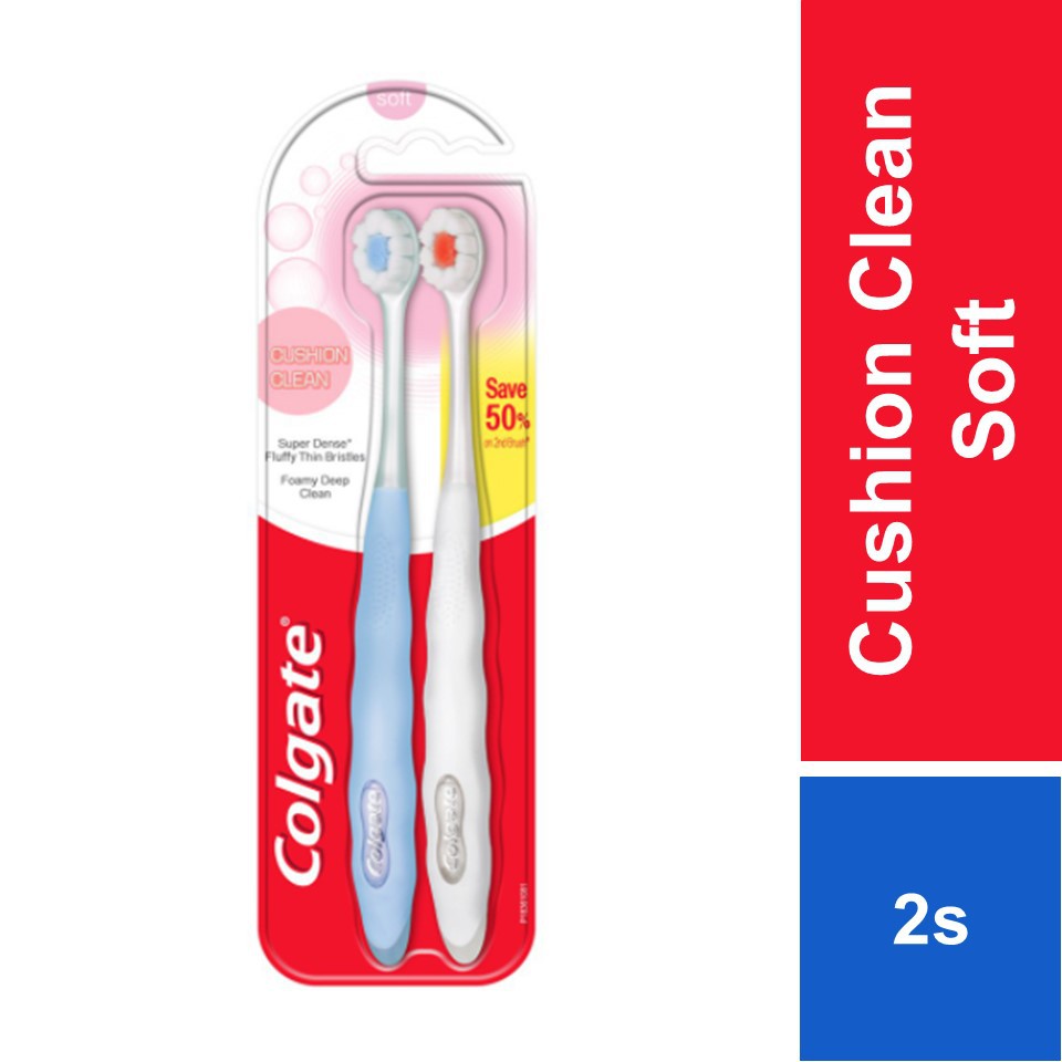 Colgate Cushion Clean Super Dense Fluffy Thin Toothbrush Soft 2s ...