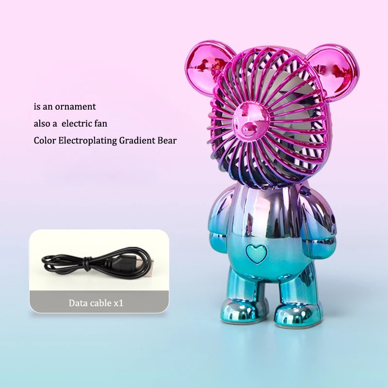 Portable Mini Bearbrick Fan USB Rechargeable Fan Violent Bear Handheld ...