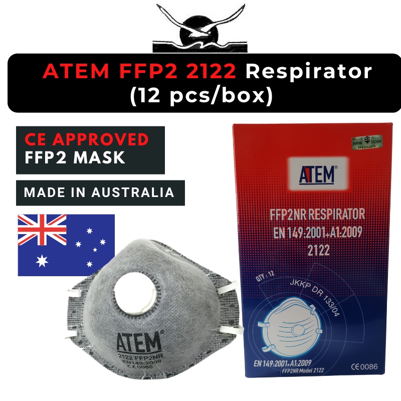 ATEM 2122 FFP2 Cup Face Mask Activated Carbon & Valve Respirator (12pcs/box) | Shopee Malaysia