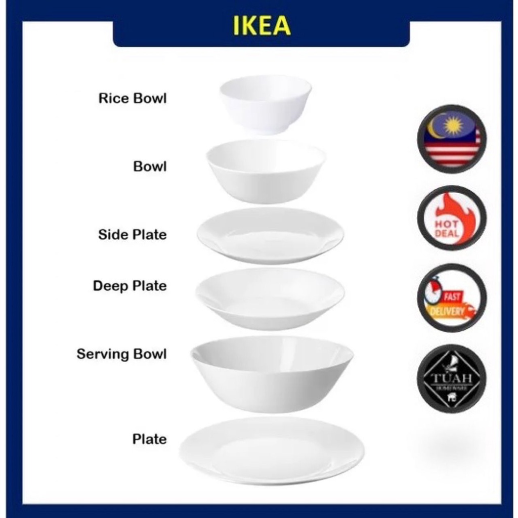 IKEA OFTAST Dinnerware Set/ Set Pinggan Putih | Shopee Malaysia