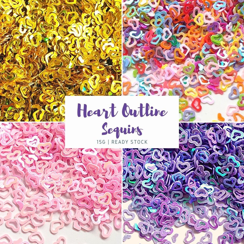 15g Cute Heart Shape Sequins Outline Cutout Hearts Glitter For DIY ...