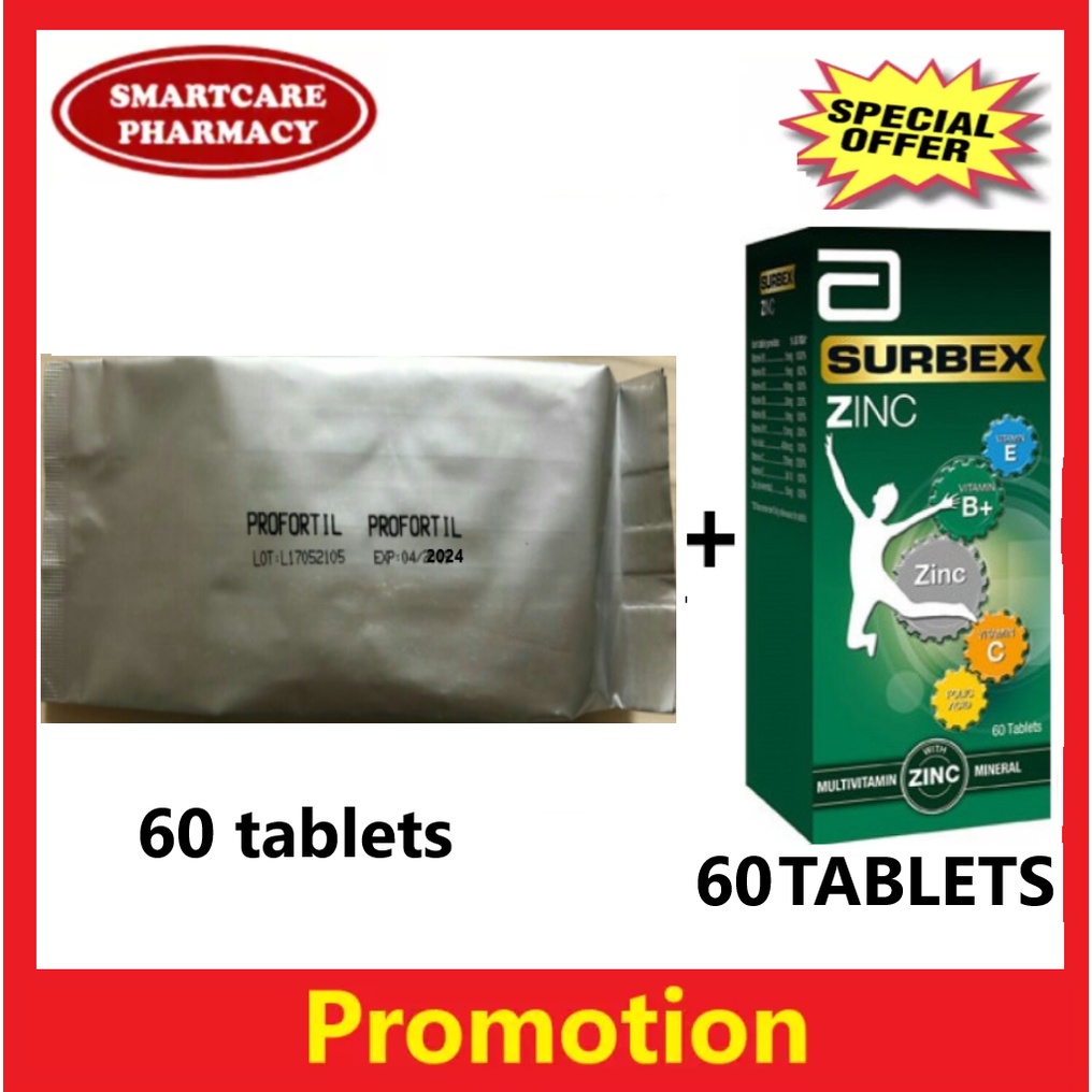 Abbott Surbex Zinc B-Plus 60 tablets + PROFORTIL 60 Capsules | Shopee ...