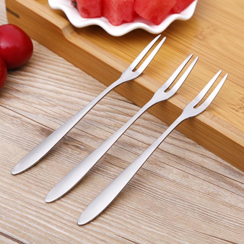 Stainless Steel Fruit Fork / Two-tine Flatware Fruit Fork / Birthday Party Fruit Pick Fruit Fork ...