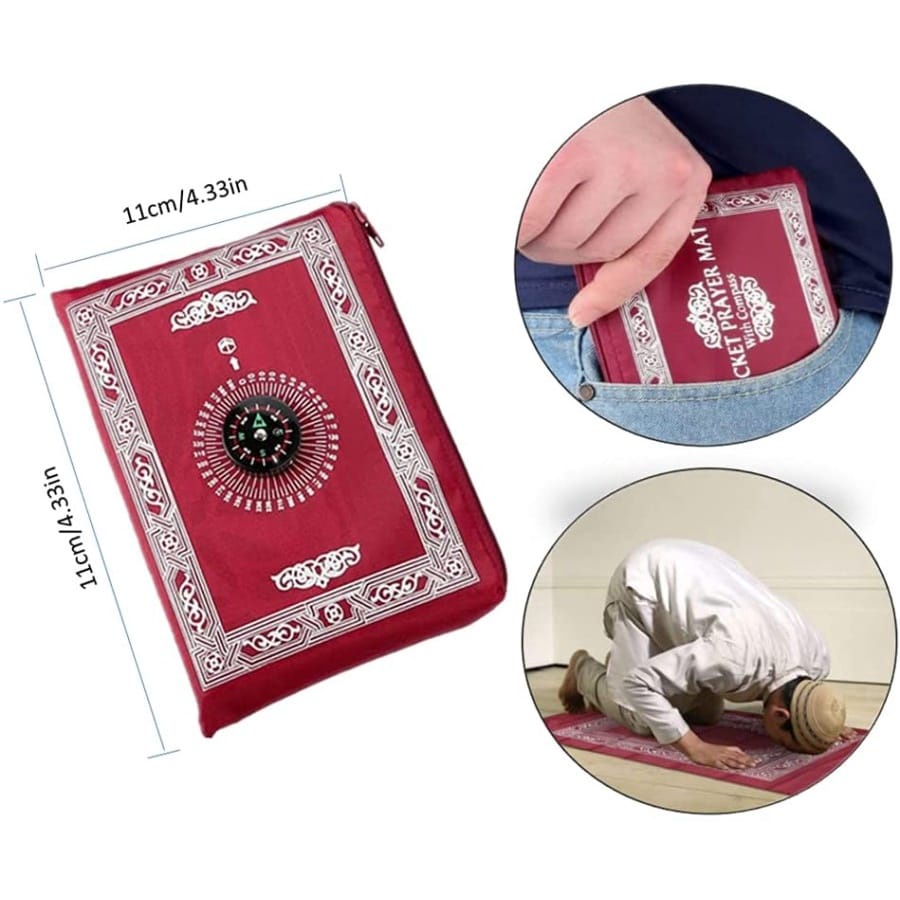 Prayer Rug Traveling Pouch Compass Mini Folding Pocket Portable Prayer ...