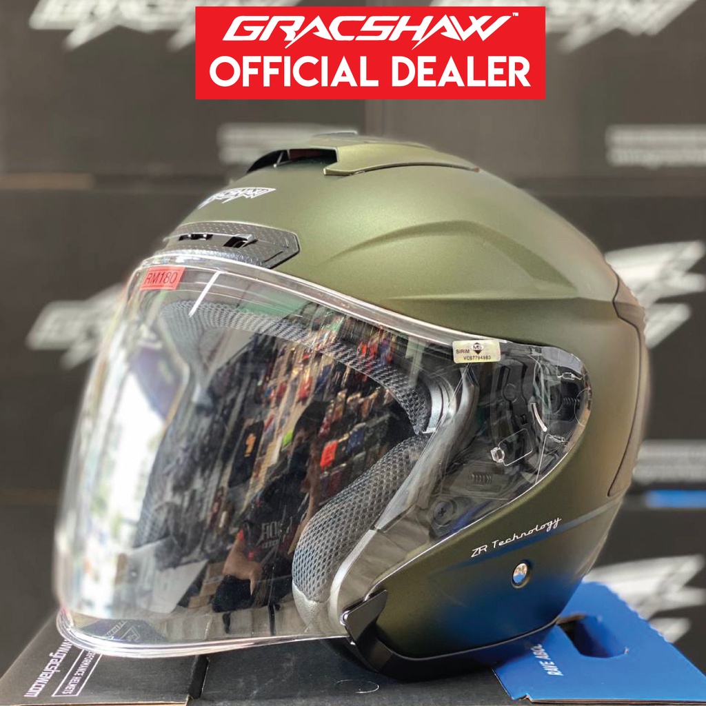 Gracshaw G838 Gaizer Plain JF4 Openface Visor New 2021 + FREE GIFT ...