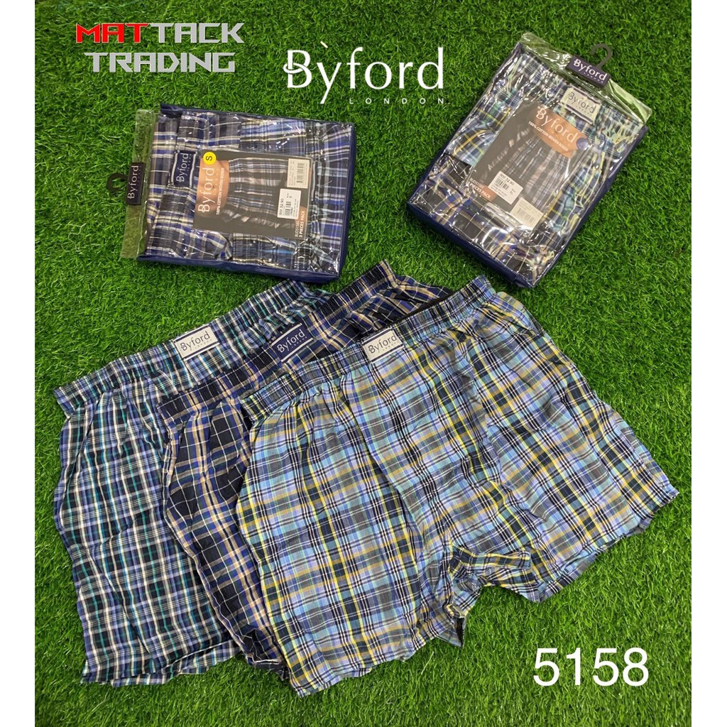 🔥RESTOCK🔥ORIGINAL BYFORD 3IN1 MEN BOXER [5158, COTTON WOVEN] | Shopee Malaysia