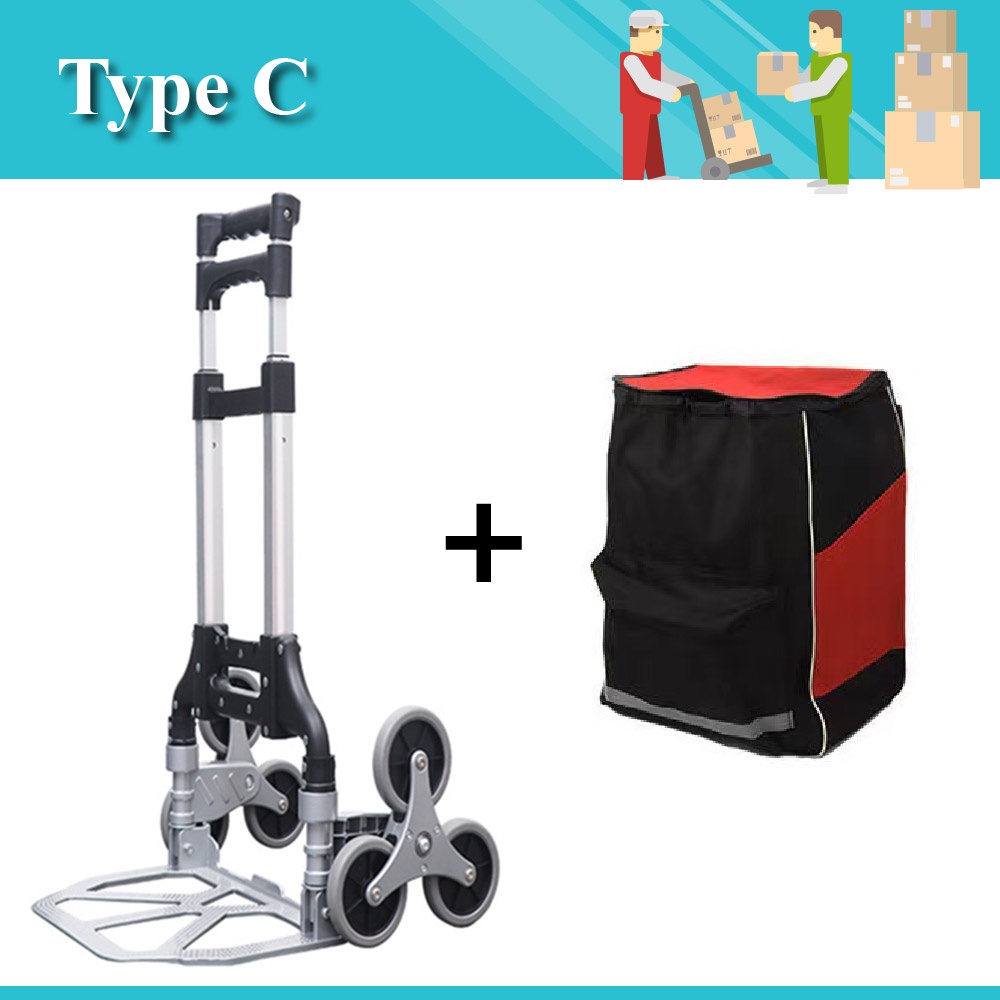 Borong365 Heavy Duty Folding Hand Truck Stair Climbing Tri-Wheel ...