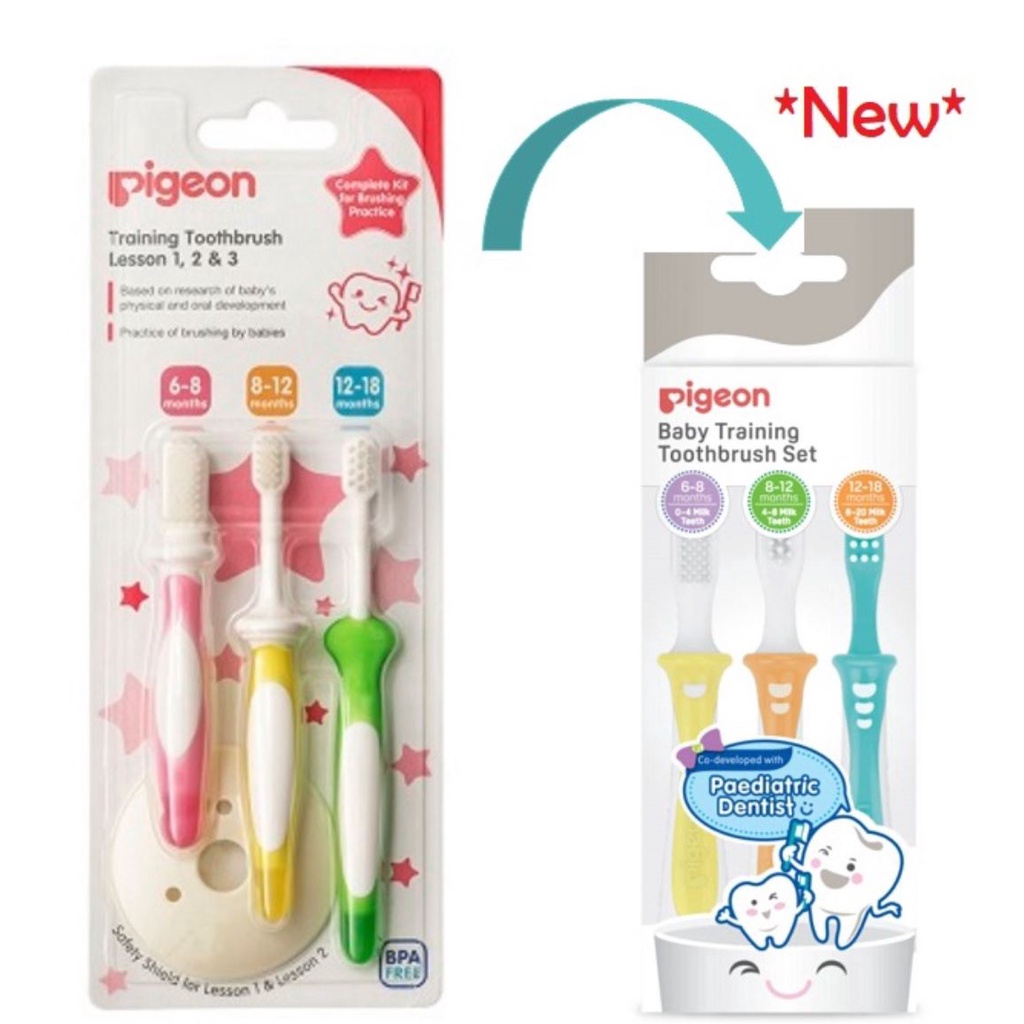Pigeon - Training Toothbrush Set Lesson 1,2 & 3 (Complete Set) | Shopee ...