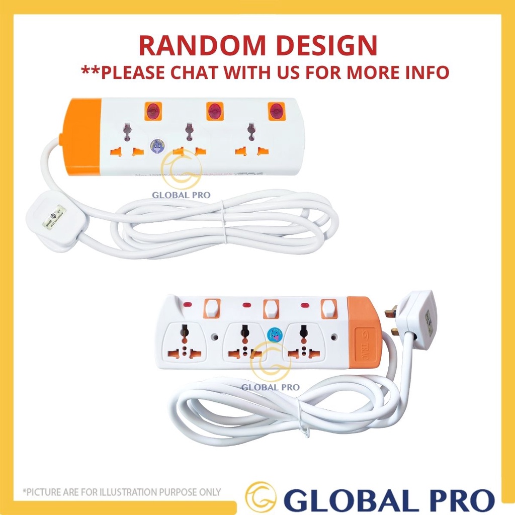 [sirim] Multi 3 4 5 Way International Multi Universal Portable Extension Trailing Socket