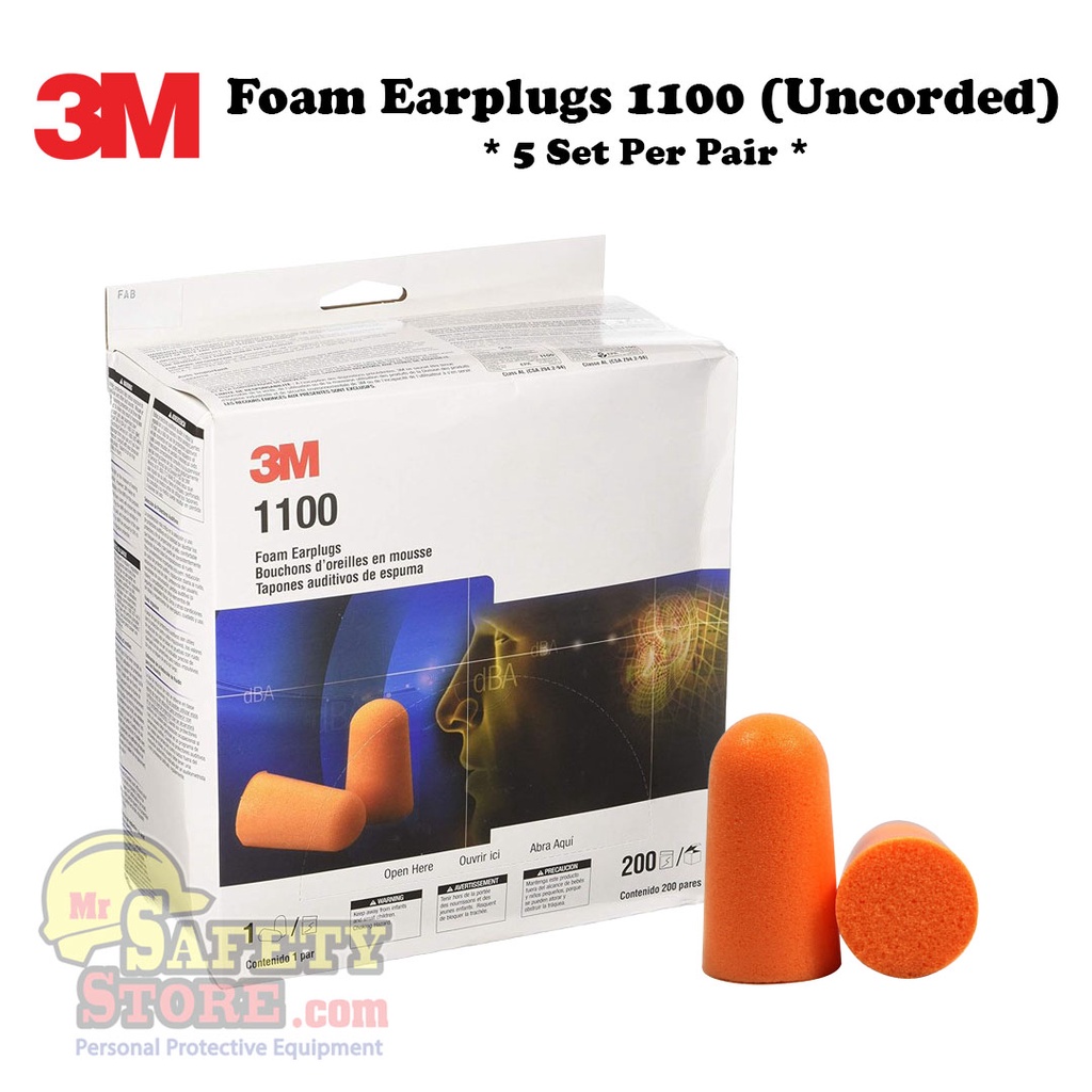 3M Uncorded Foam Earplugs 1100 (5 Pair/Set) | Shopee Malaysia