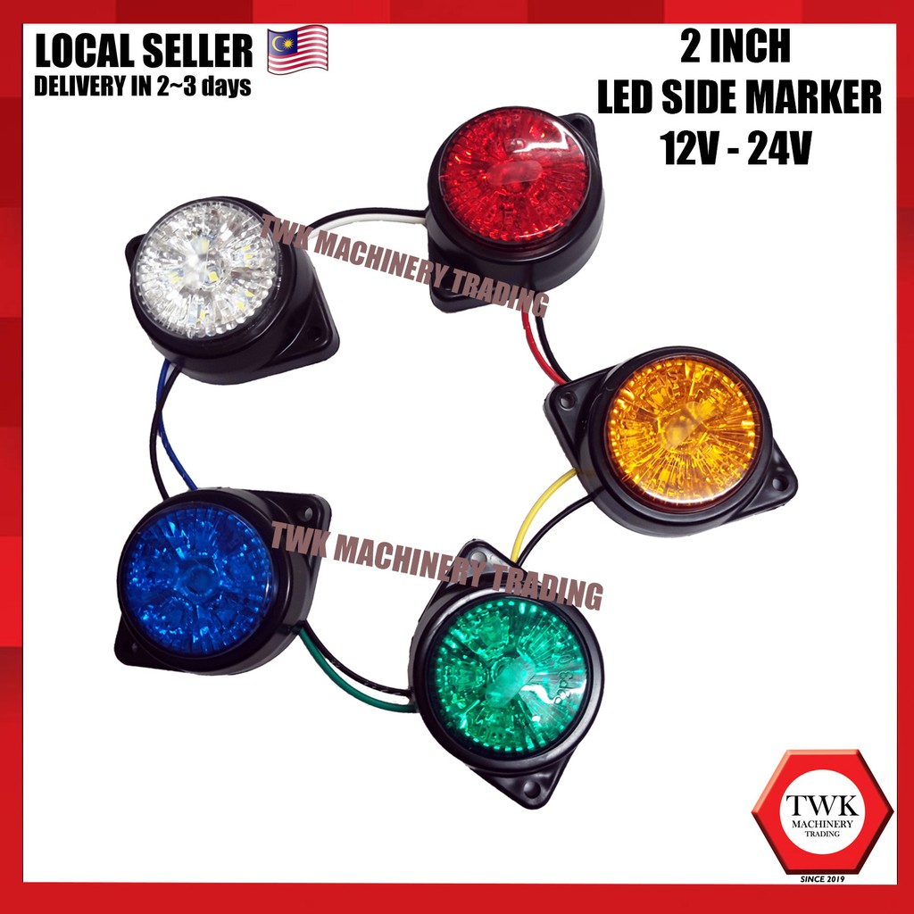 TWK Car LED TRUCK 2 INCH 12v-24v Round lampu tepi lorryTruck Side ...