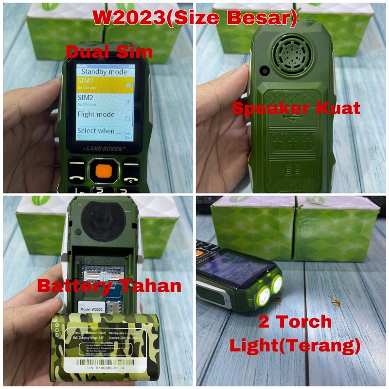 🚚🇲🇾Land Rover W2019/R1 13800mAh Dual Flash/W2021/W2025 Button Cell Keypad Battery Phone Fm Radio ...