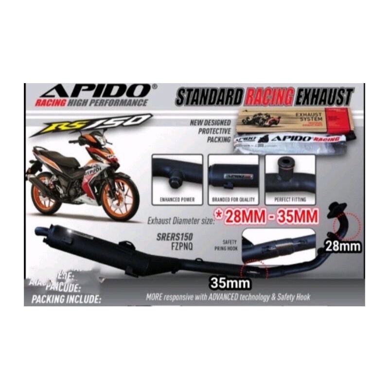 RS150 APIDO STD STANDARD RACING EXHAUST EJOS HONDA RS 150 EKZOS RS150R ...