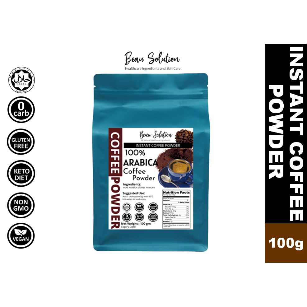 Beau Solution Instant Coffee Powder Arabica (Water Soluble) Serbuk Kopi Larut Air 100g/300g ...