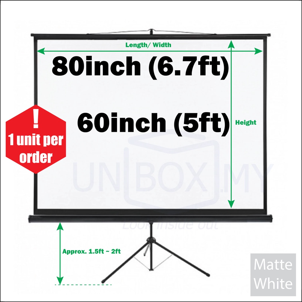 Tripod Screen Projector Matte White 5 6 ft 7 8 kaki Skrin Portable ...