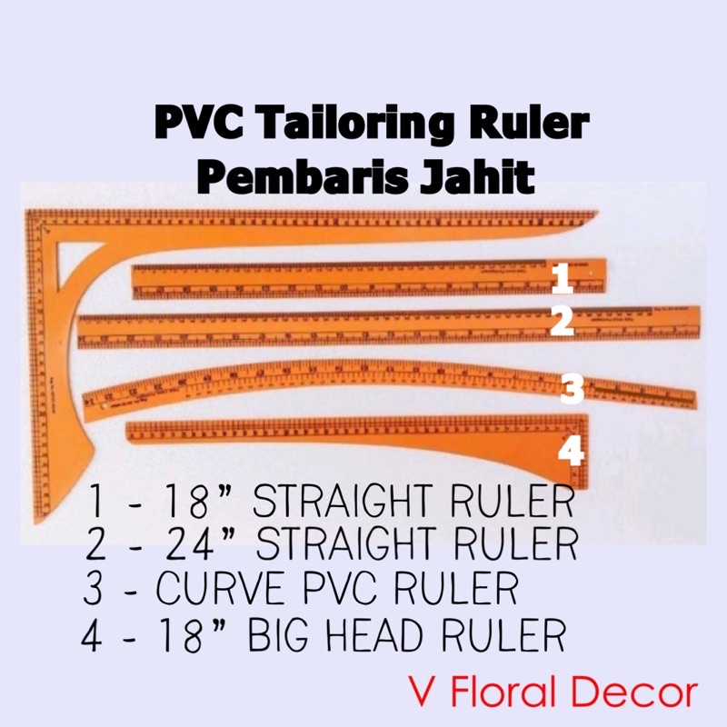 PVC Tailor Ruler/Tailoring DIY Accessories/Barang Jahitan/Pembaris ...