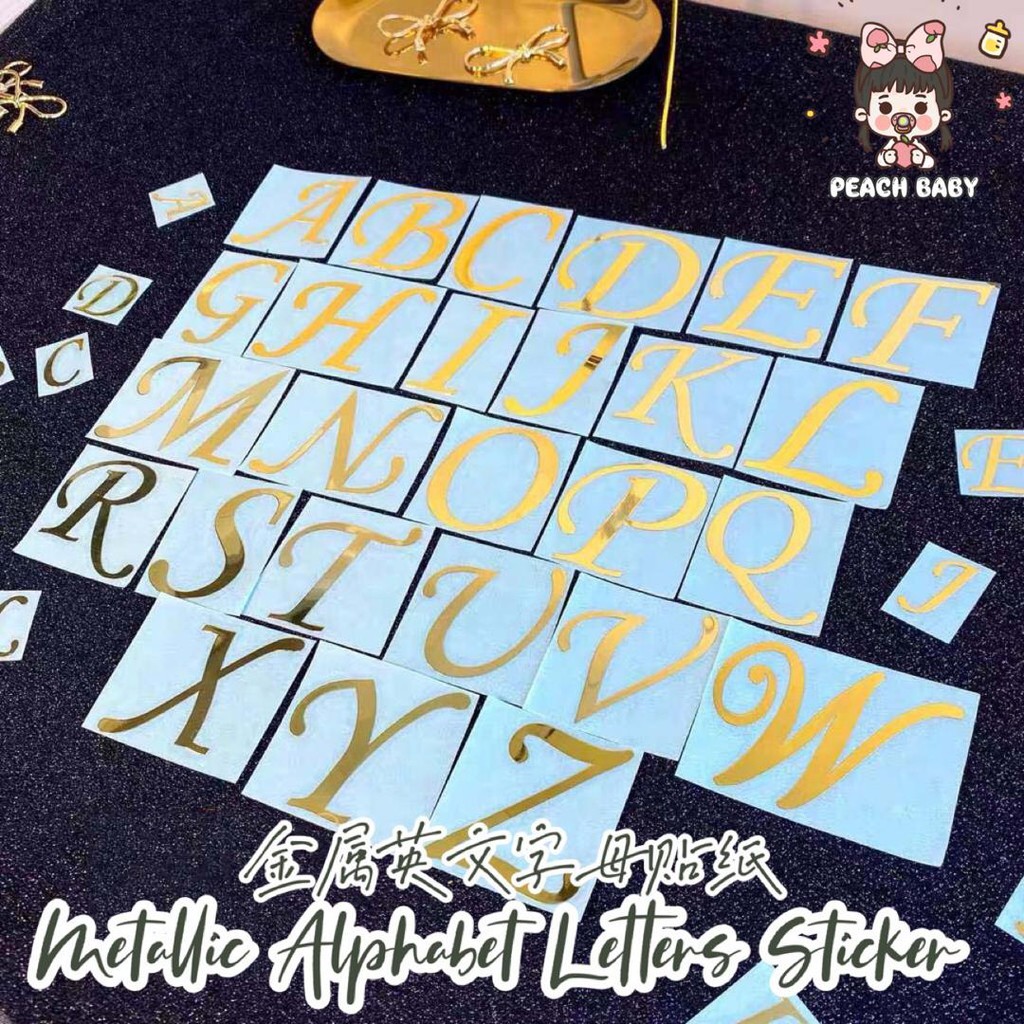 S-Z Gold Alphabet Letters Sticker Resin Art Coaster Decoration Casing ...