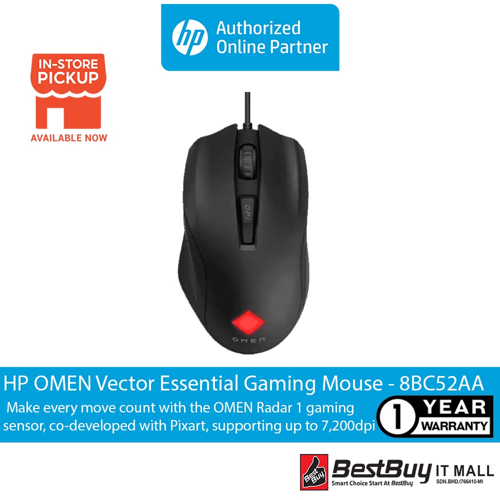 HP Omen Vector RGB Wired USB Gaming Mouse With 6 Programmable Buttons ...