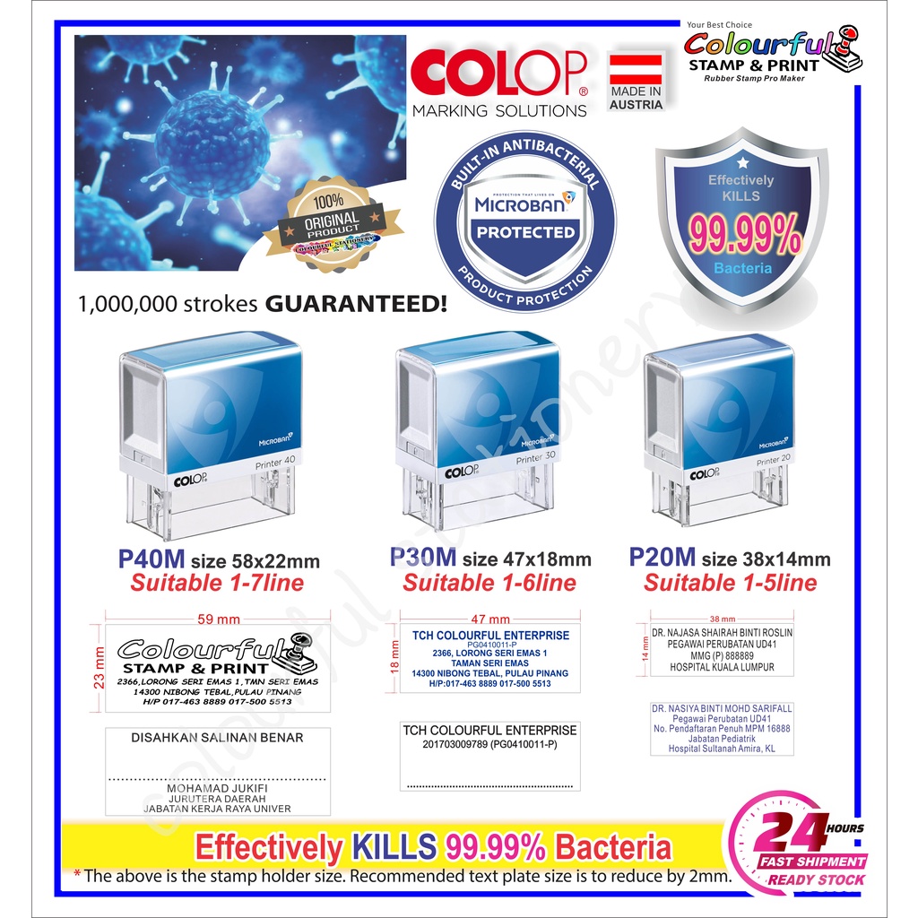 COLOP New Printer Microban Self-Inking Custom Made Rubber Stamp ...