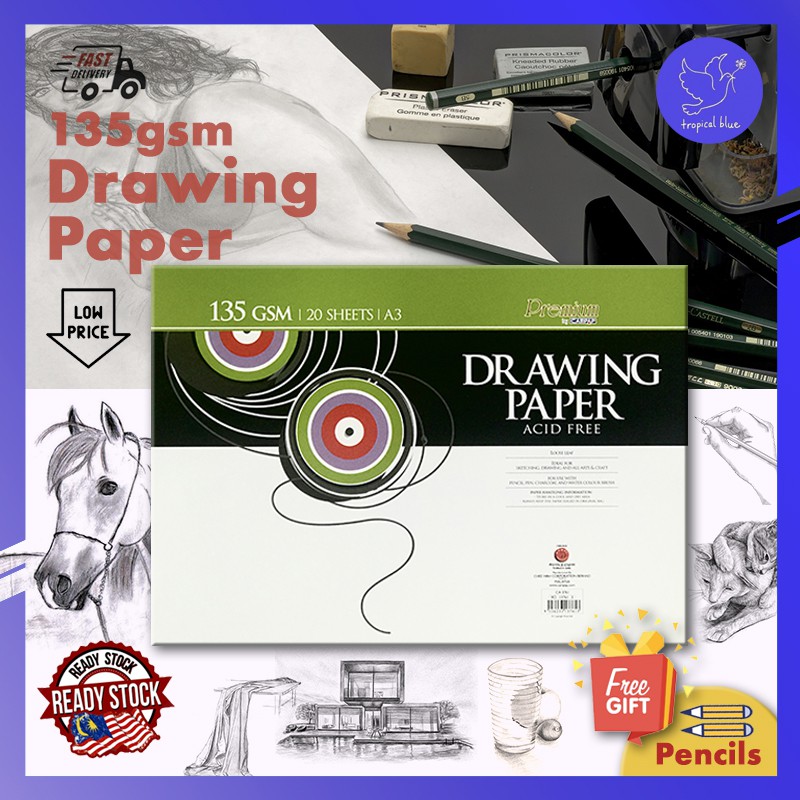 Tropical Blue Campap Quality Drawing Pad Acid Free 135gsm A3 Size 20 ...