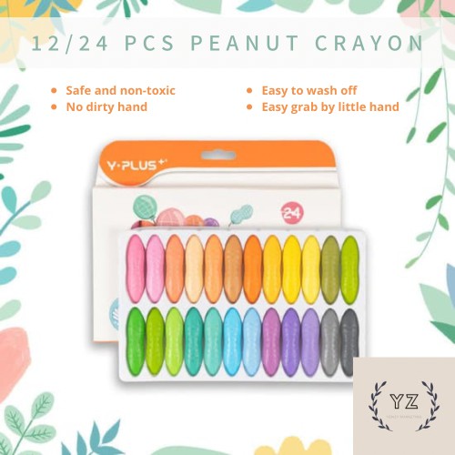 12/24 Colors Y-PLUS+ Peanut Crayon Macaron/Classic Non Toxic & Safe for ...