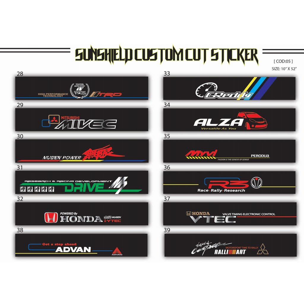 Front Windscreen Windshield Window Sticker alza honda r3 mugen m7 myvi ...